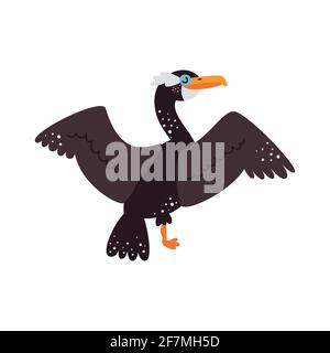 Cute Cormorant bird cartoon vector illustration Stock Vector Image ...