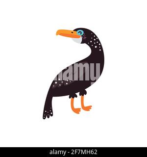 Cute Cormorant bird cartoon vector illustration Stock Vector Image ...