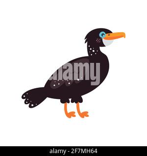 Cute Cormorant bird cartoon vector illustration Stock Vector Image ...