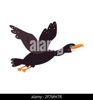 Cute Cormorant bird cartoon vector illustration Stock Vector Image ...
