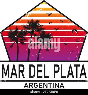 Mar del Plata Argentina City Map in Retro Style. Outline Map. Vector ...
