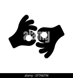 sign language interpreting hand gesture vector illustration line icon ...
