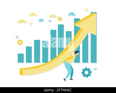 Vector cartoon growth chart icon in comic style. Grow diagram sign ...