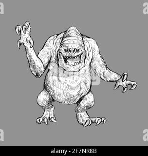 Disgusting monster rancor. Allien pencil drawing Stock Photo - Alamy