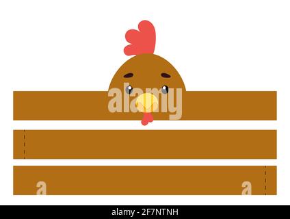 Printable chicken paper crown. Diy cut party ribbon template for ...