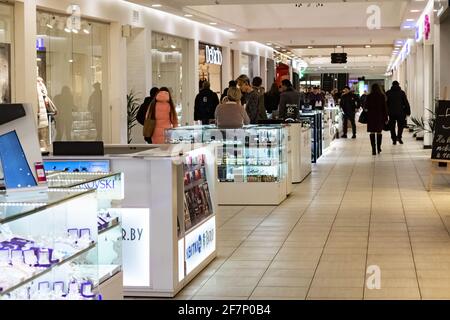 BELARUS, MINSK - DECEMBER 03, 2019 Shopping outlets in the mall Stock ...