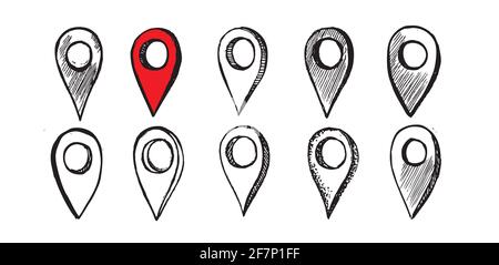 Map pointer vector hand drawn illustration Stock Photo - Alamy