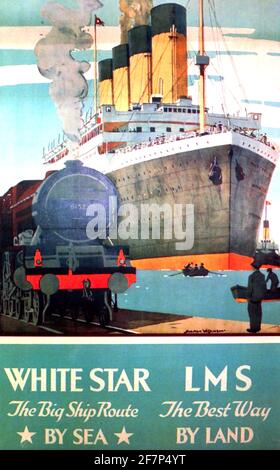 Vintage White Star Line Poster 1900s featuring the sister ship to RMS ...