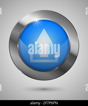 Upload Icon - white circle button Stock Vector Image & Art - Alamy