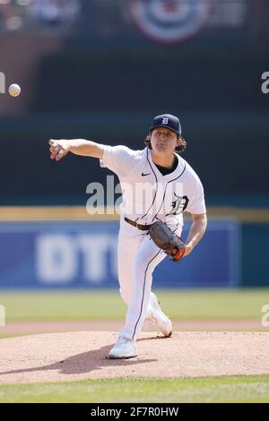 Detroit Tigers' Casey Mize pitches during the first inning of a ...