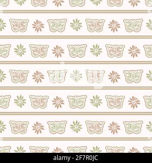 Seamless minimalist butterfly blockprint pattern background. Calm pale ...
