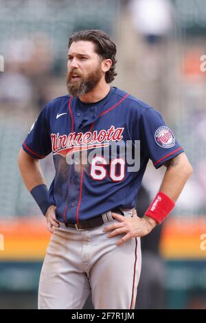 Minnesota Twins' Jake Cave (60) is congratulated by teammate Joe Mauer ...