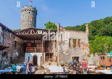 Ruins of Horni Hrad Hauenstein or Hauenstejn castle in the Czech ...