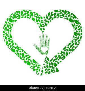 Recycling symbol in heart shape, reload sign, love earth color icon ...
