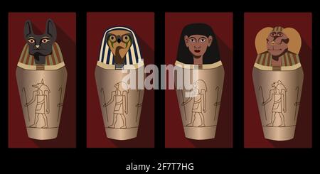 Canopic jars - ancient egyptian elements using for mummification ...