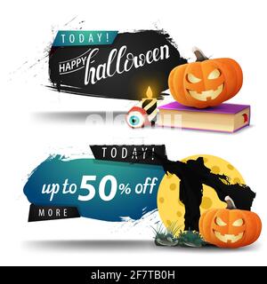 Halloween sale, two discount web banners for your business with witch's ...
