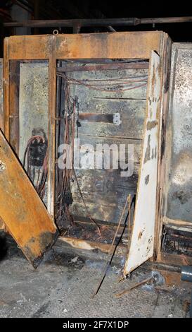electrical cabinet totally destroyed by a fire Stock Photo - Alamy
