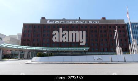 the main entrnace to the Westchester Medical Center hospital in ...