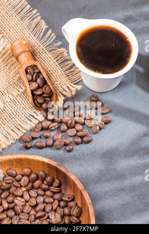 Hot Coffee on gunny-bag. Coffea Stock Photo - Alamy