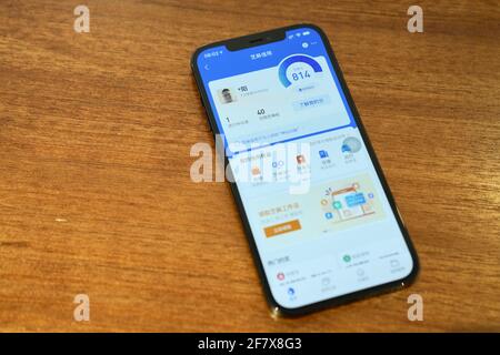 Sesame credit (aka Zhima credit) on an iPhone 12 Pro Max, a social ...