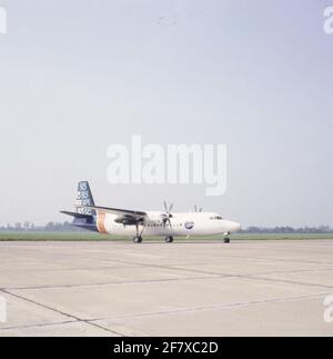 The Fokker 50 is a twin-turboprop regional airliner. This image ...