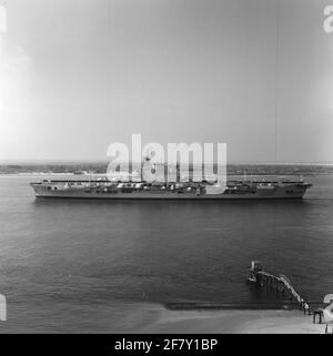 HMS Implacable (1944-1954, R86) near Hoek van Holland. Makes part of ...