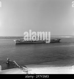 HMS Implacable (1944-1954, R86) near Hoek van Holland. Makes part of ...