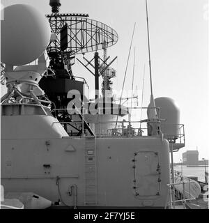 Radar system on the rear deck of the L-fregat hr.ms. Witte de With ...