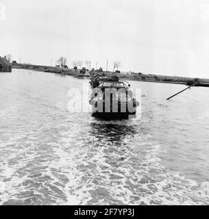 Water disaster 1953. A Dutch military vehicle stranded on the ...
