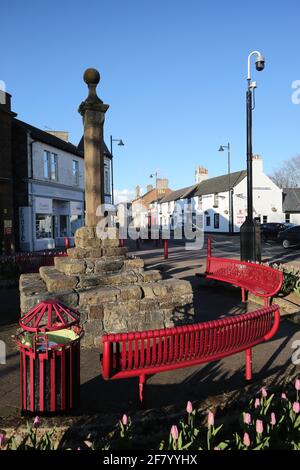Prestwick Cross, Main Street, Prestwick, Ayrshire, Scotland, UK. Night ...