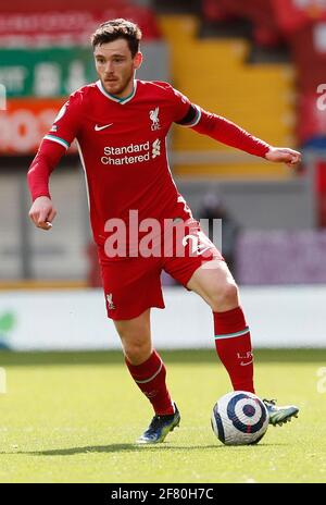 Liverpool, England, 10th April 2021. Diogo Jota of Liverpool challenged ...
