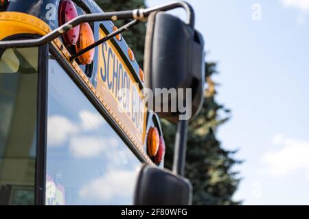 school bus lettering, school bus sign Stock Photo - Alamy