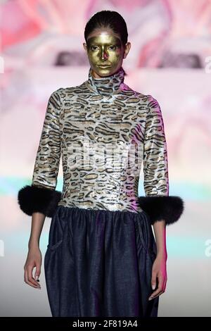 A model walks the runway at the Maison Mesa fashion show during ...