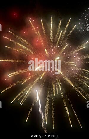 Closeup shot of colorful fireworks in the dark night sky - festive ...