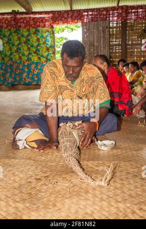 A traditional kava ceremony in the Fijian village of Waitabu, Taveuni ...