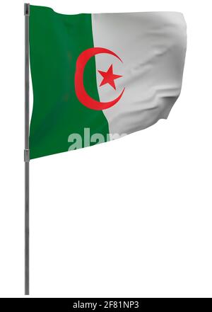 Waving the flag of Algeria isolated on a white background, Clipping path included Stock Photo ...
