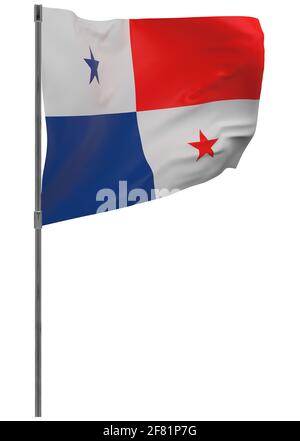 The national flag of Panama on a flagpole isolated on an orange ...
