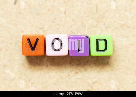 Color alphabet letter with word void on wood background Stock Photo - Alamy