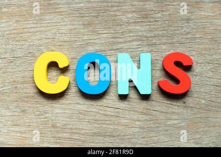 Alphabet letter in word cons on old red color wood plate background ...