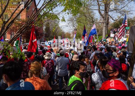 People attend a protest against a U.S. military operation in Venezuela ...