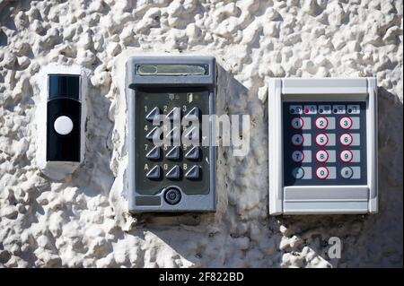 Push buzzer intercom door bell for entry Stock Photo - Alamy