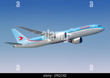 Neos Airline Boeing 787 Dreamliner aircraft flying. Italian Neos ...