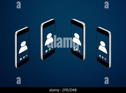 Virtual chat. Online conference. Group videocall wfh. Corporate ...