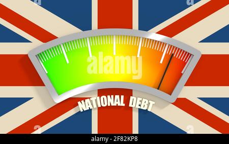 National debt meter read high level of national debt result. Color ...