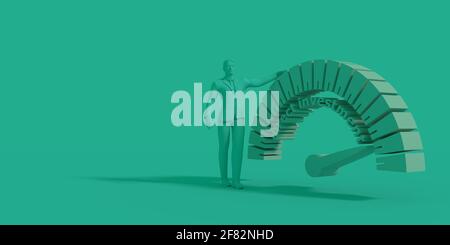 Direct investment level scale with arrow. The measuring device icon ...