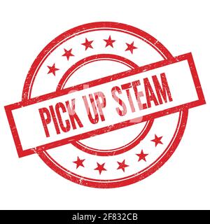 PICK UP STEAM text written on purple indigo grungy zig zag borders ...