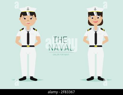 Cute Cartoon Navy Officer Vector Illustration Stock Vector Image & Art ...