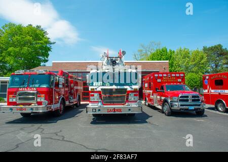 Fire Trucks in Fire Department in Millis, Massachusetts MA, USA Stock ...