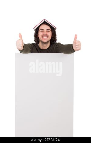 happy man shows a sheet of paper Stock Photo - Alamy
