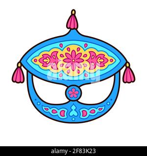 Wau Bulan, traditional Malay moon kite, symbol of Malaysia. Black and ...